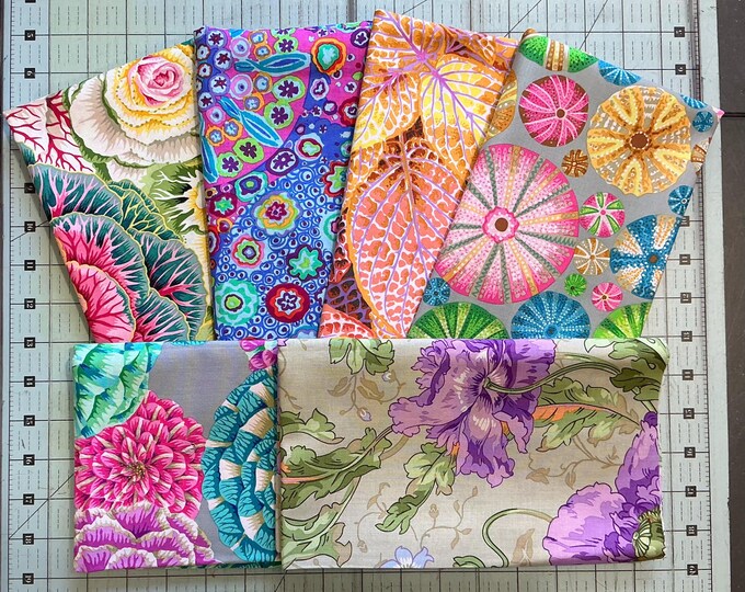 Kaffe Fassett Collective Fabric 6 Fat Quarter Bundle Quilting Bundle Cotton Quilting Fabric ...