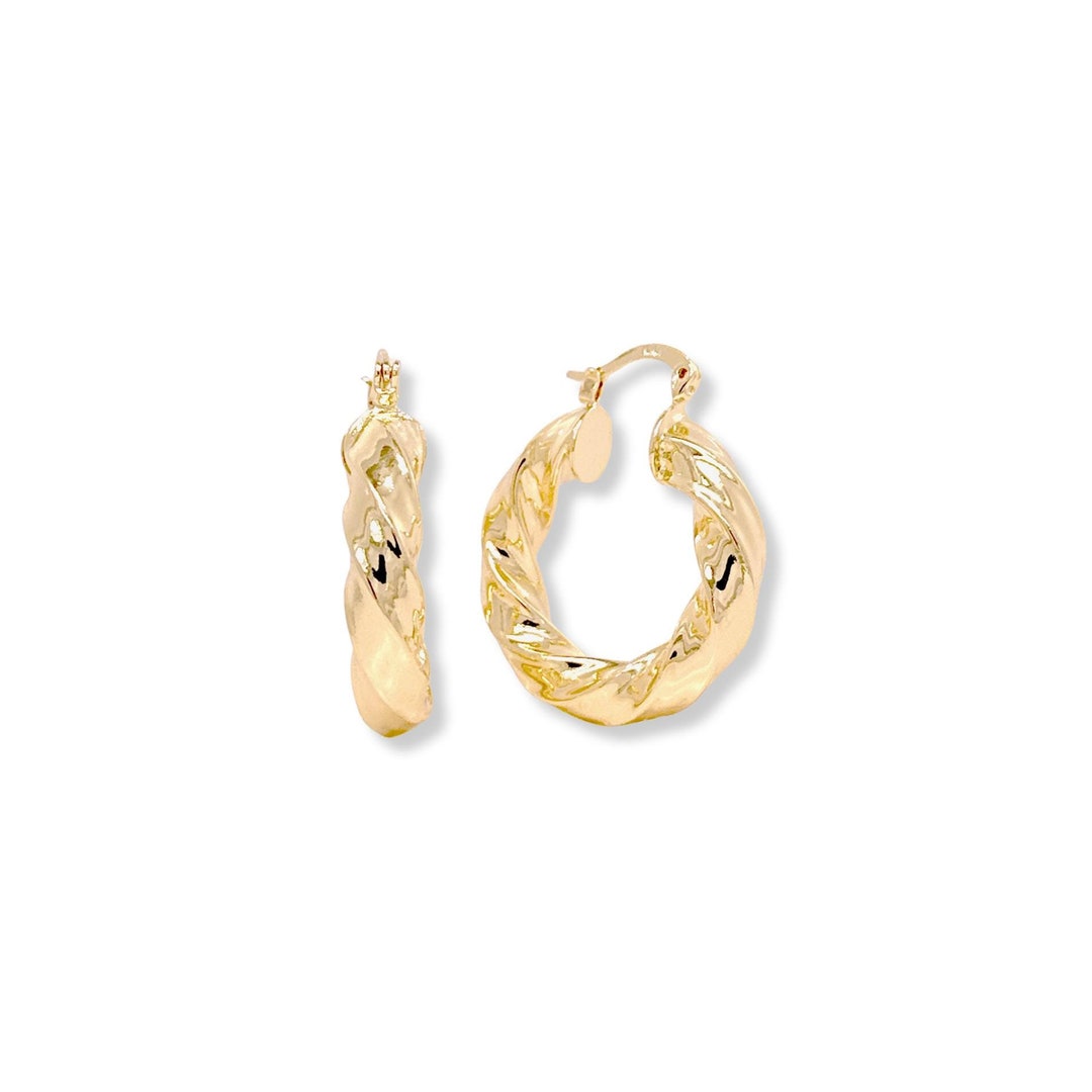 14k Gold Filled Twisted Hoop Earrings: Chunky Thick Hoops (20mm) - Etsy
