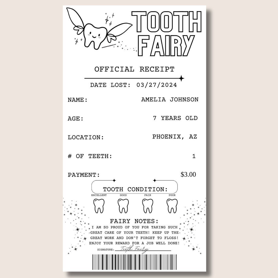 Tooth Fairy Receipt | Editable Tooth Fairy Printable Certificate ...