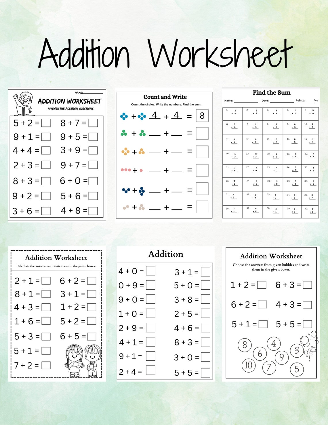 Printable Pre-kindergarten Activity Worksheets Bundle | Preschool Pre-k ...