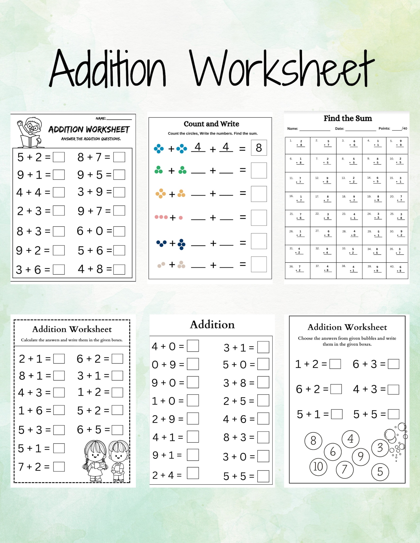 Printable Pre-kindergarten Activity Worksheets Bundle | Preschool Pre-k ...