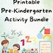 Printable Pre-kindergarten Activity Worksheets Bundle | Preschool Pre-k ...