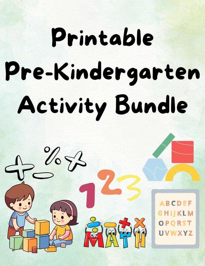 Printable Pre-kindergarten Activity Worksheets Bundle | Preschool Pre-k ...