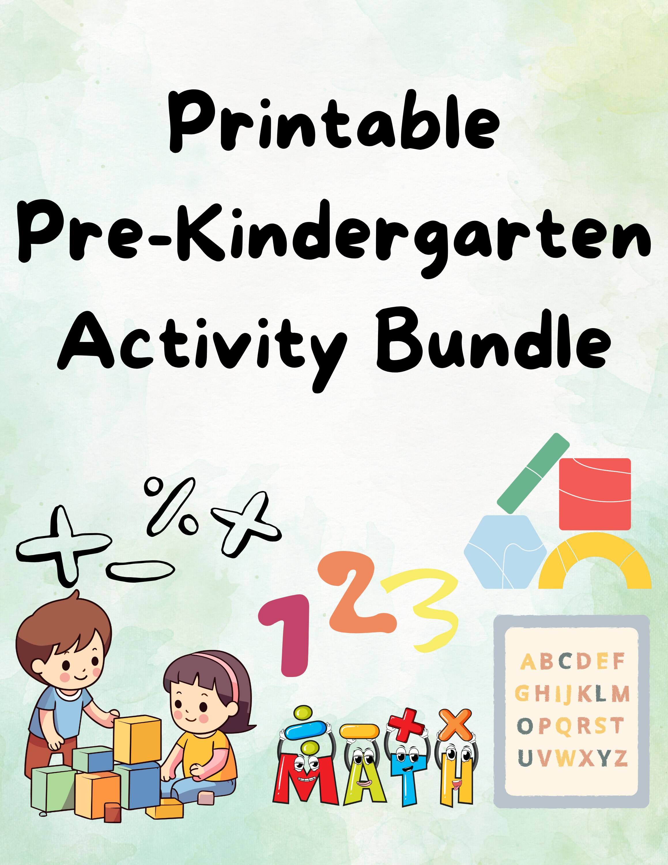 Printable Pre-kindergarten Activity Worksheets Bundle | Preschool Pre-k ...