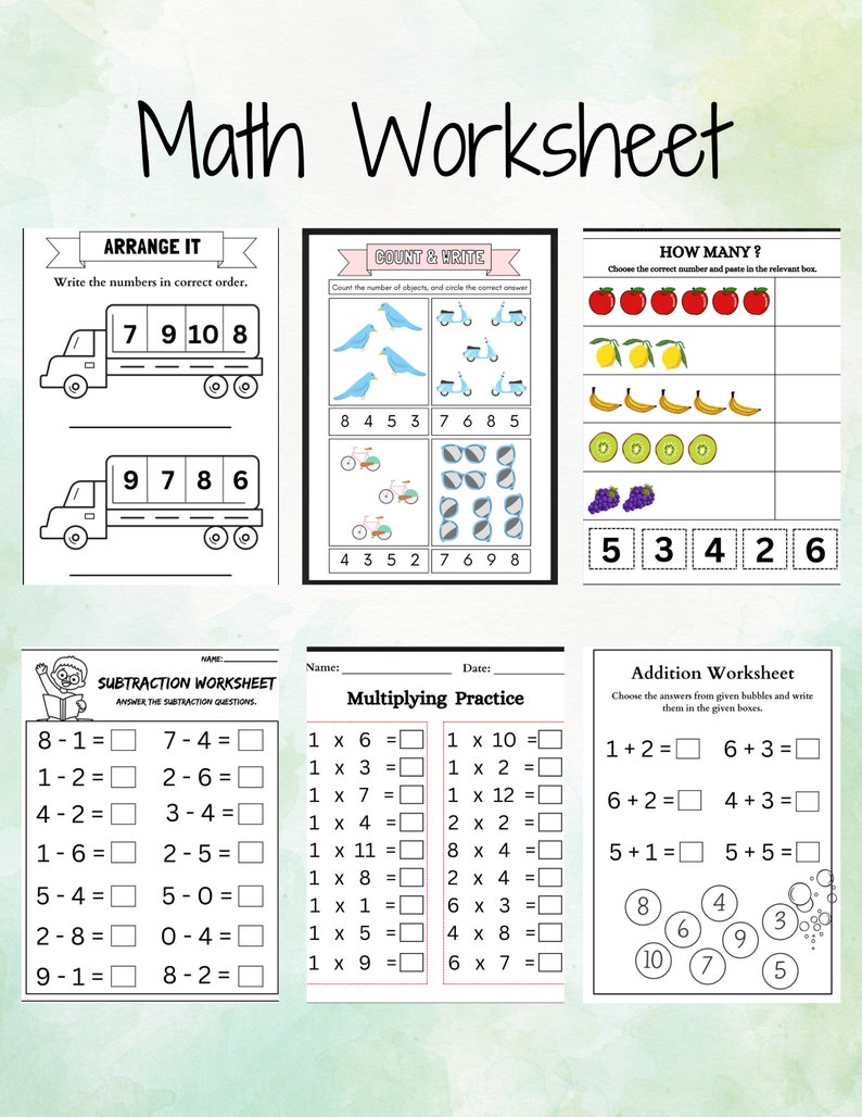 Printable Pre-kindergarten Activity Worksheets Bundle | Preschool Pre-k ...