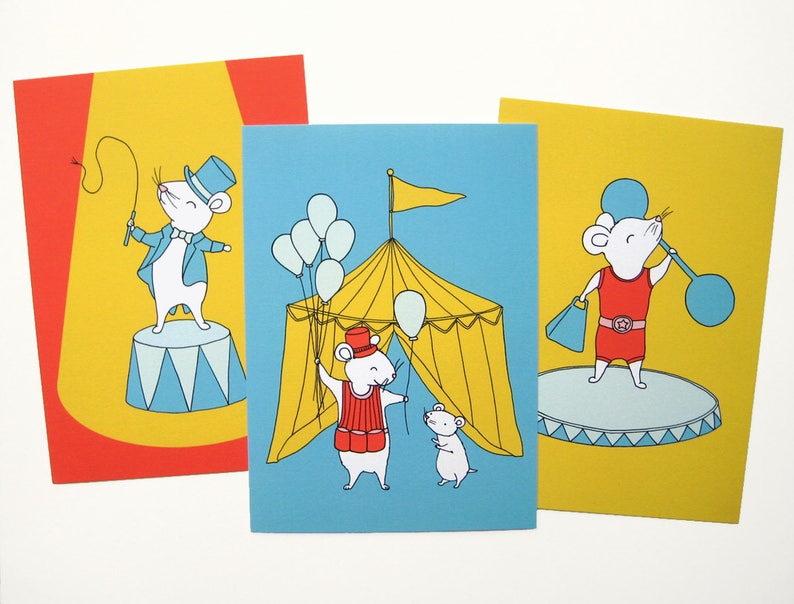 Circus Mice Print Trio of 5x7 Prints - Etsy