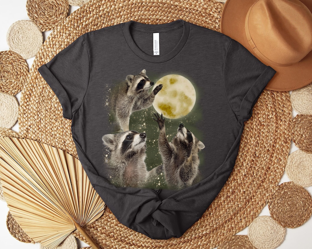 Three Raccoons Vintage Moon Graphic Shirt,raccoon Bootleg Shirt, Retro ...