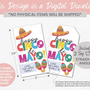 Cinco De Mayo Tags, Fiesta Gift Tags, Cinco De Mayo Party Printables ...