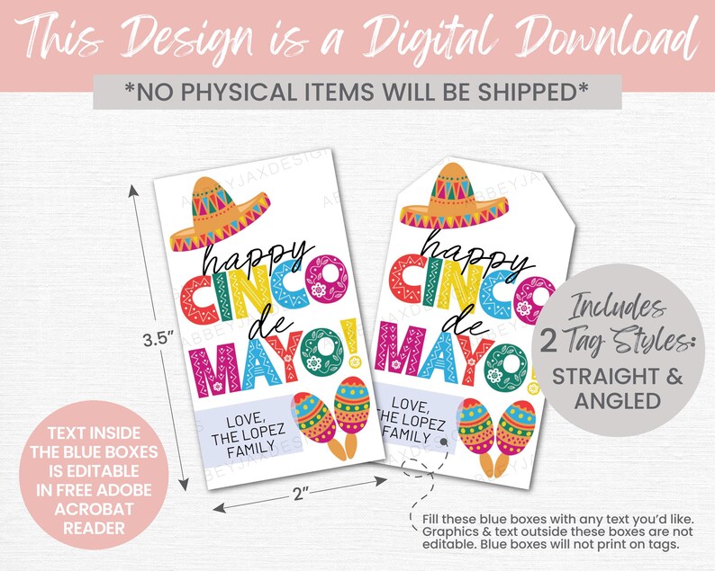 Cinco De Mayo Tags, Fiesta Gift Tags, Cinco De Mayo Party Printables ...