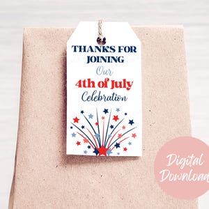 Printable 4th of July Tag, Patriotic Party Favors, Fourth of July ...