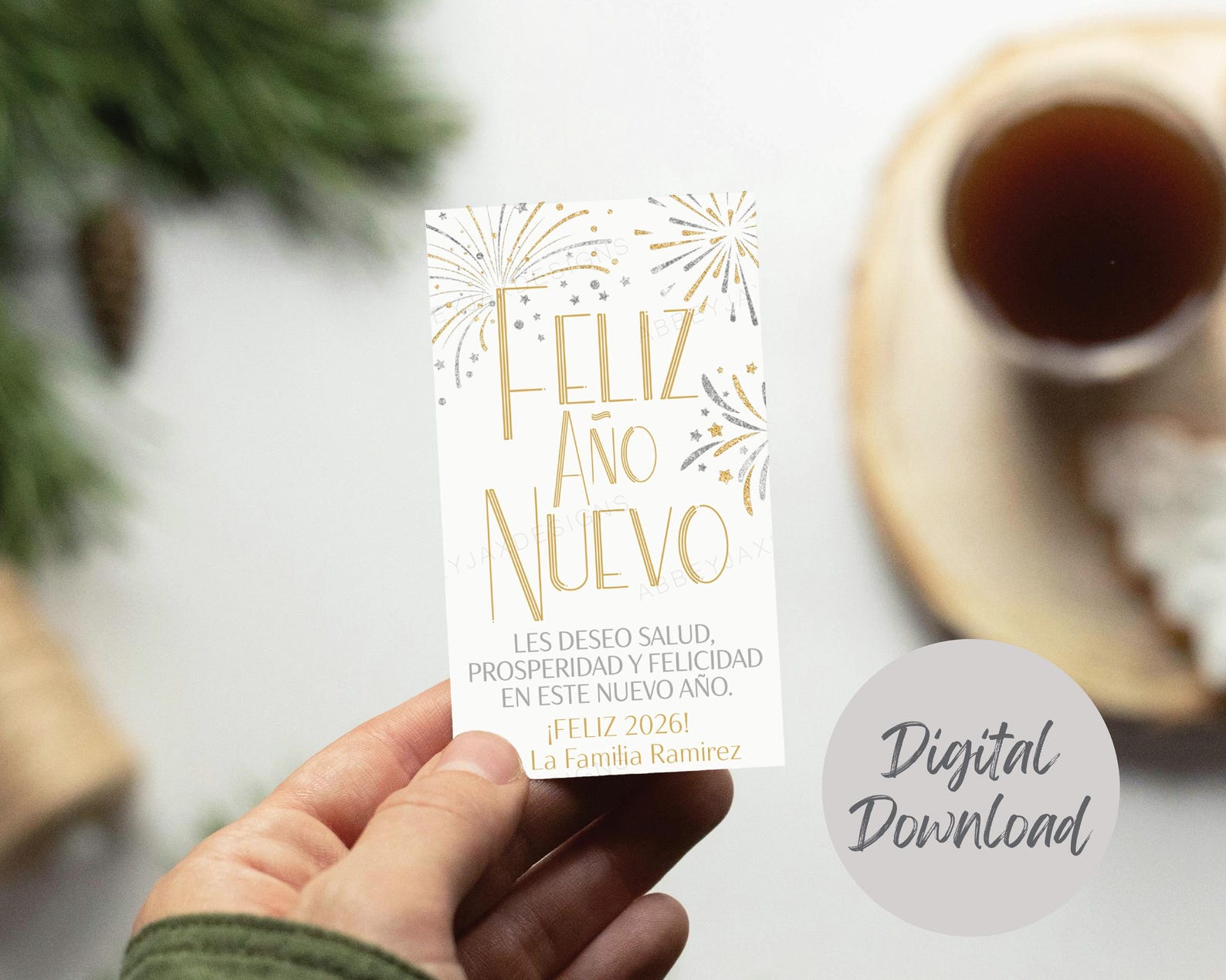Happy New Year Spanish Tag, Feliz Año Nuevo, Happy New Year Gift Tag ...