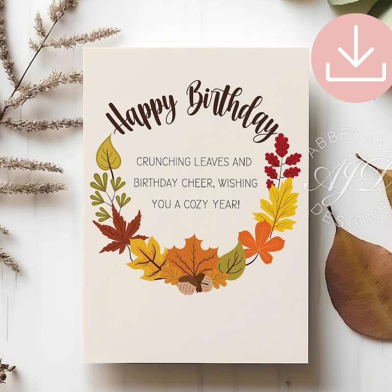 Autumn Birthday Card - Etsy