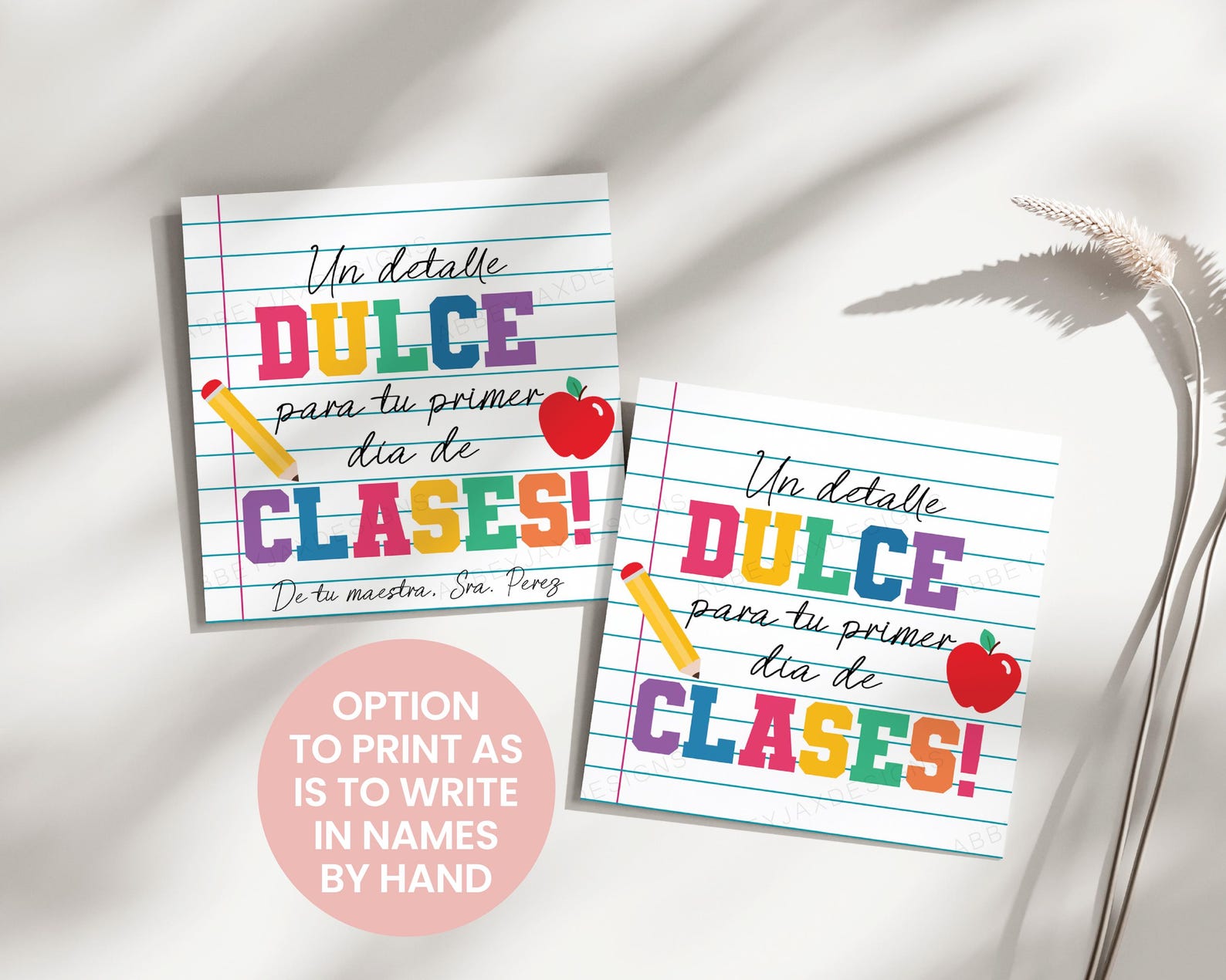 Spanish First Day of School Gift Tags, Back to School Gift Tag for ...