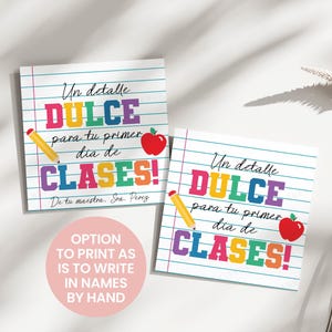 Spanish First Day of School Gift Tags, Back to School Gift Tag for ...