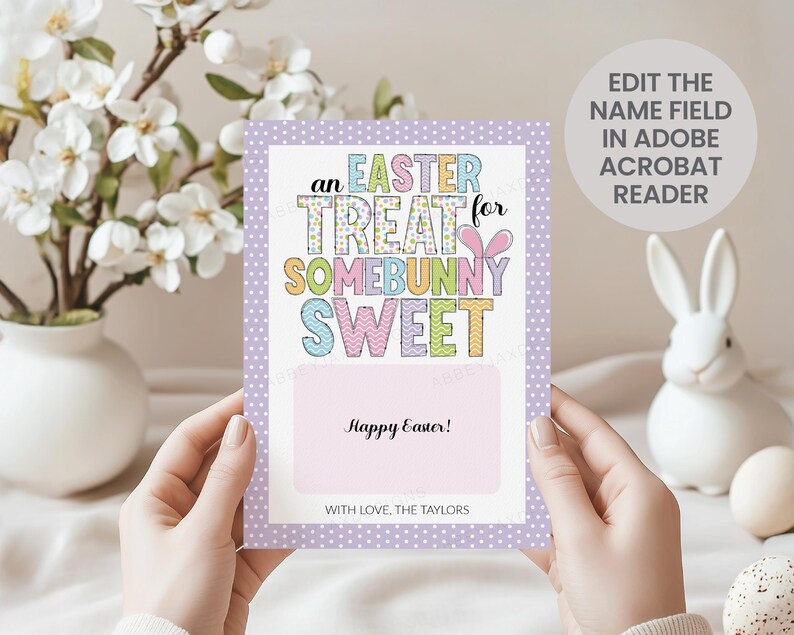 Easter Gift Card Holder Printable, Easter Treat for Some Bunny Sweet ...