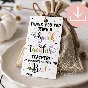 Spooktacular Teacher Halloween Gift Tag, Teacher Appreciation Gift ...