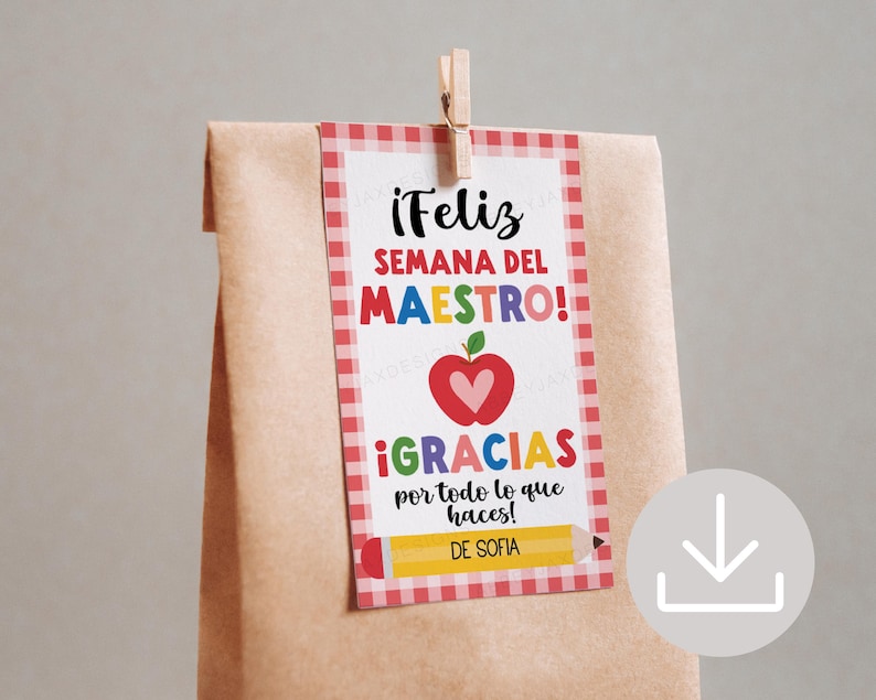 Spanish Thank You Tags, Printable Teacher Appreciation Week, Teacher ...