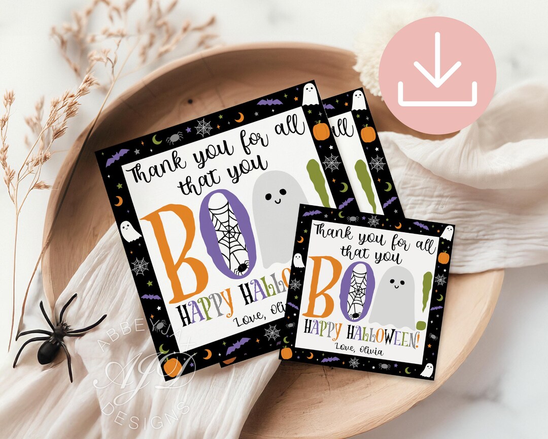 Thanks for All You Boo Tag Printable, Halloween Cookie Tag, Halloween ...