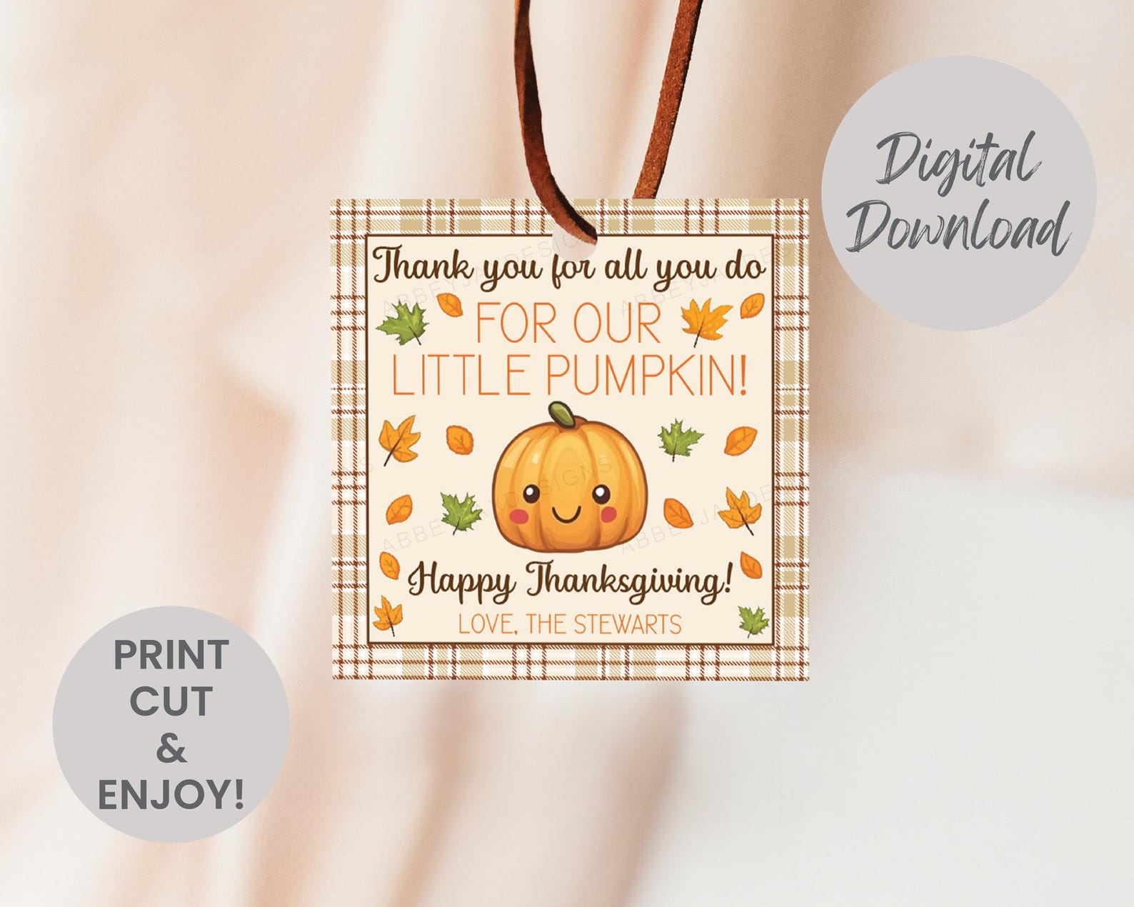Little Pumpkin Tag, Thanksgiving Cookie Square Tag, Fall Thank You ...