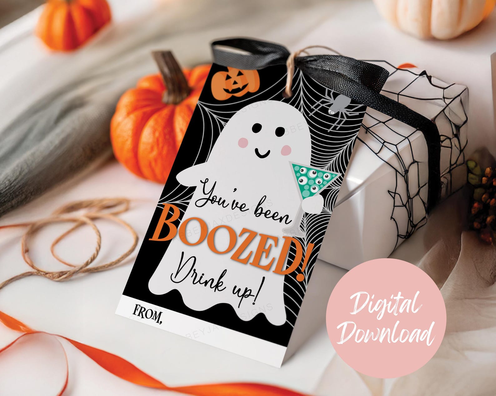 You've Been Boozed Halloween Gift Tag, Printable Halloween Drink Tag ...