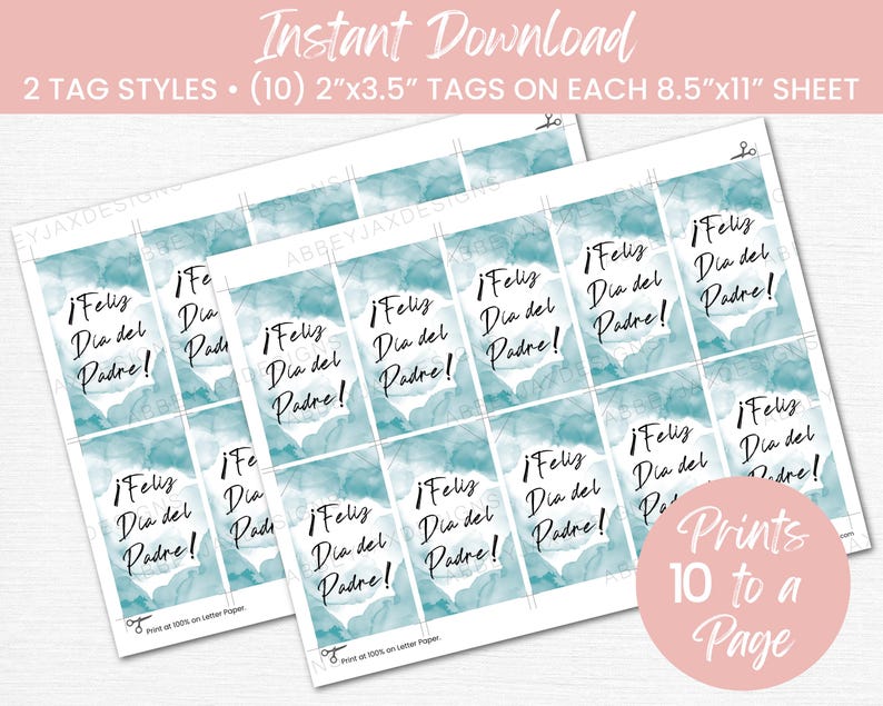 Father's Day Tags in Spanish, Father's Day Gift Tag, Feliz Dia Del ...