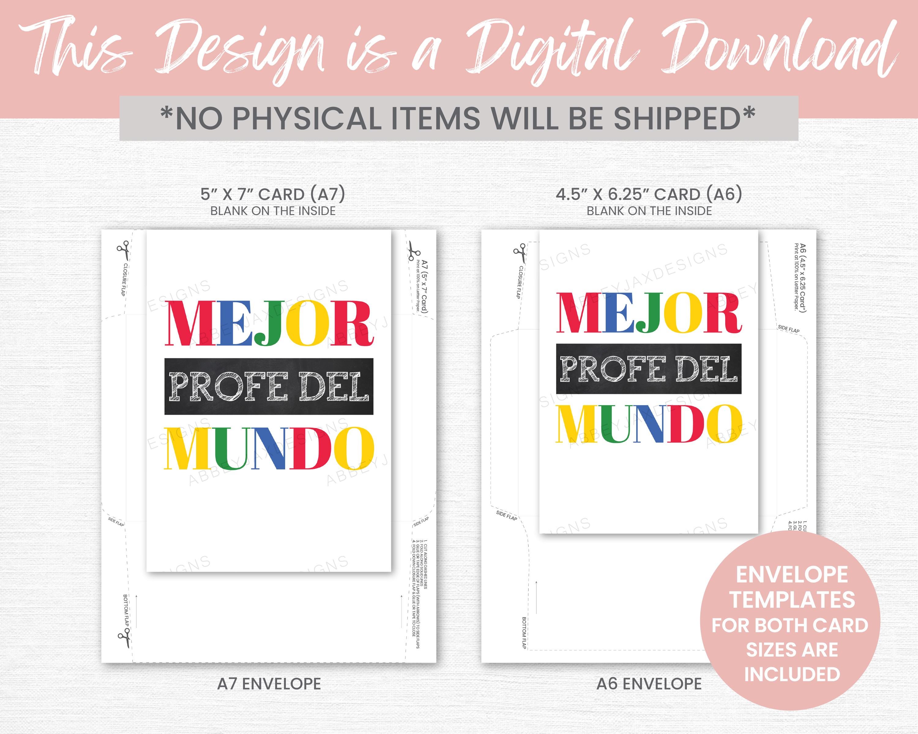 Spanish Best Teacher Card Printable, Mejor Profe Del Mundo, Teacher ...