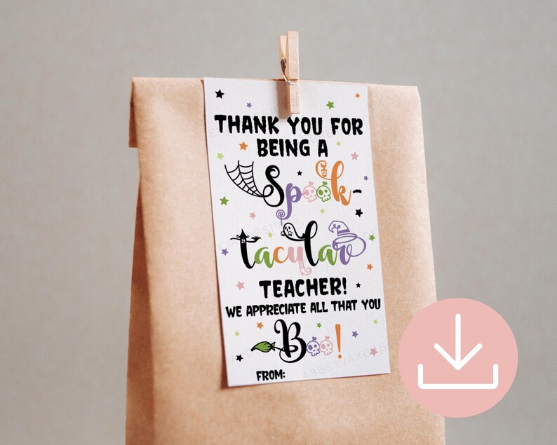 Spooktacular Teacher Halloween Gift Tag, Teacher Appreciation Gift ...