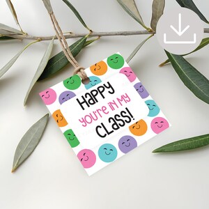 Back to School Cookie Tag, Happy You're in My Class, Tags for Teacher ...