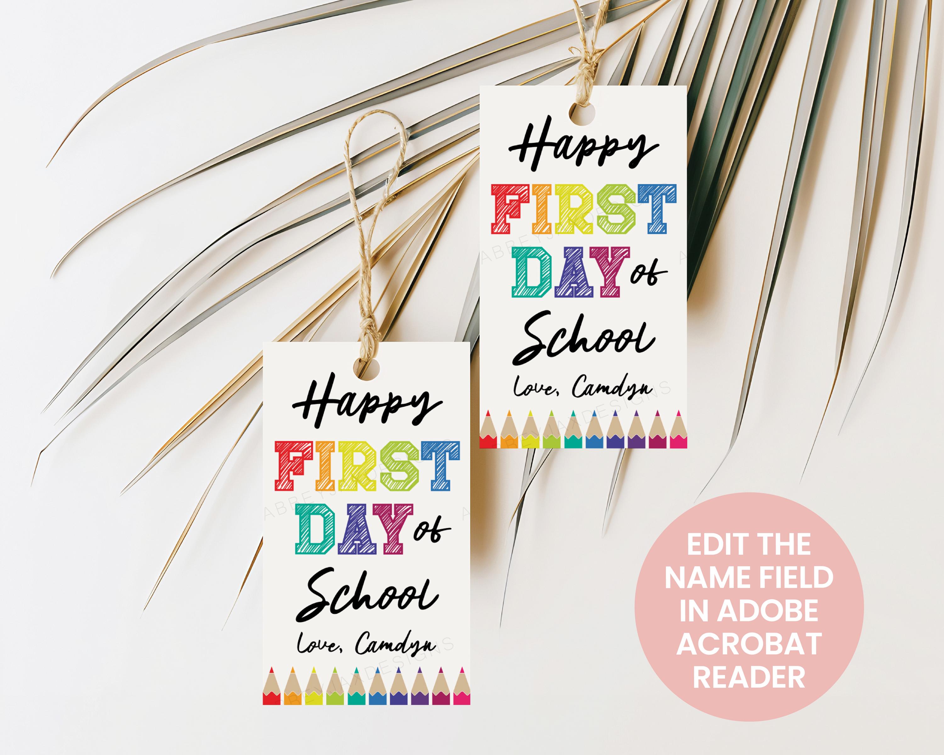 Happy First Day of School Tag, Welcome Back to School Tag, Back to ...