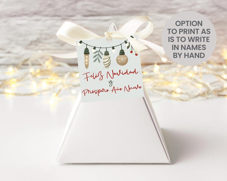 Spanish Christmas Tags Printable, Feliz Navidad Cookie Tag, Happy New ...