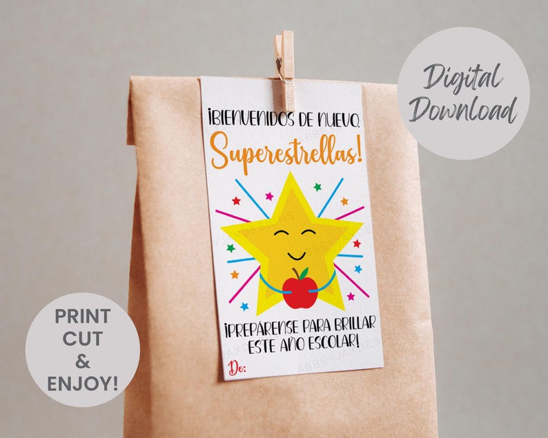 Back to School Gift Tag in Spanish, Welcome Back to School Tag, Spanish ...