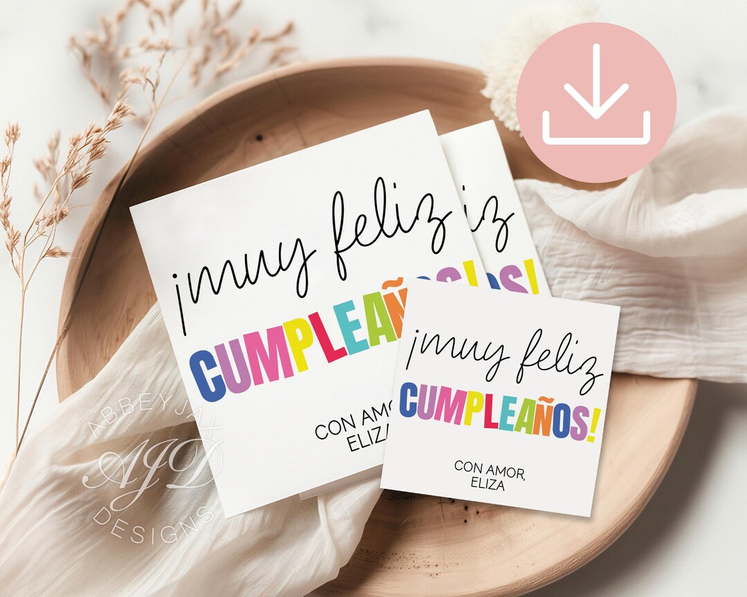 Spanish Gift Tags, Feliz Cumpleaños, Birthday Cookie Tags, Printable ...
