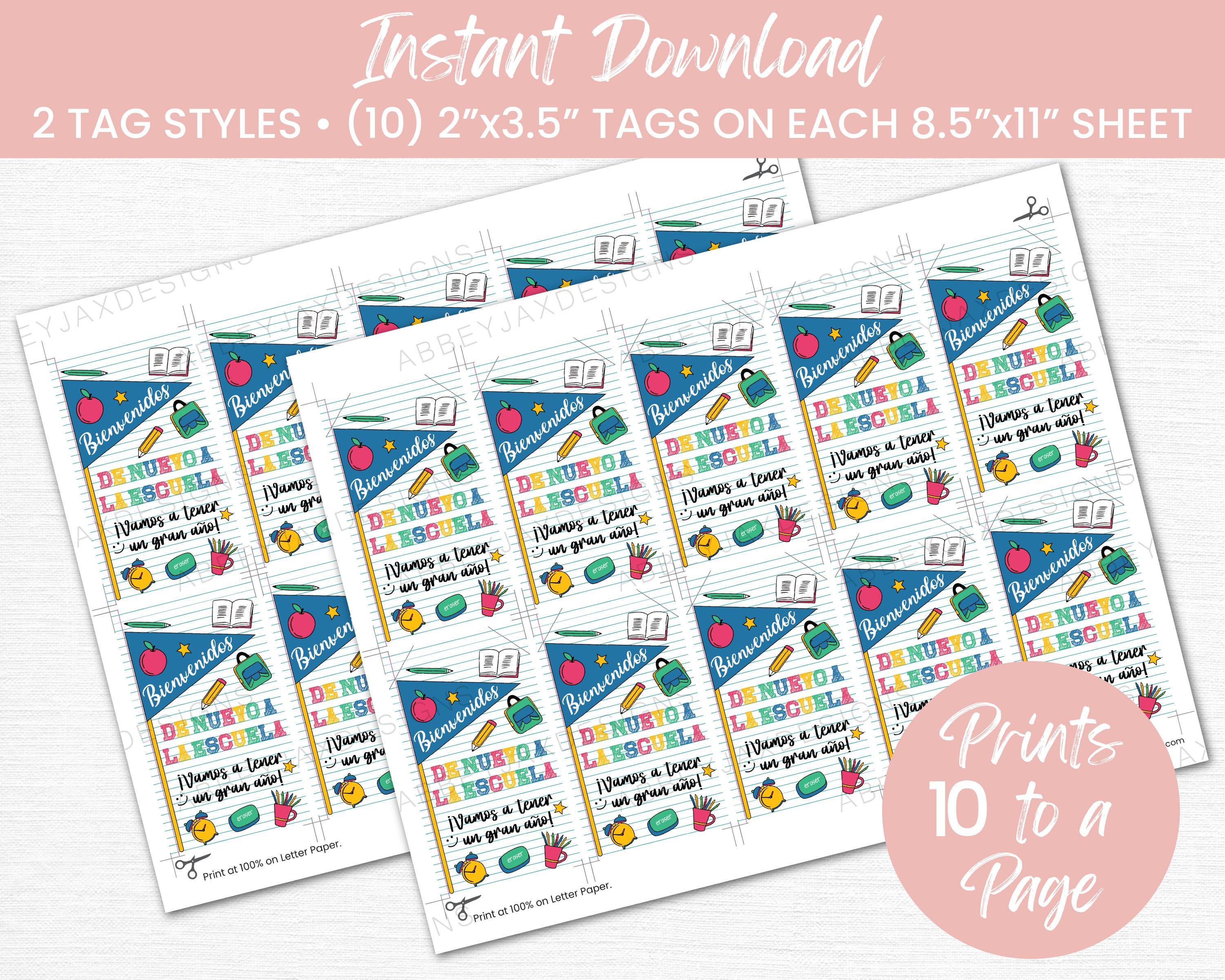 Back to School Gift Tag in Spanish, Welcome Back to School Tag, Spanish ...