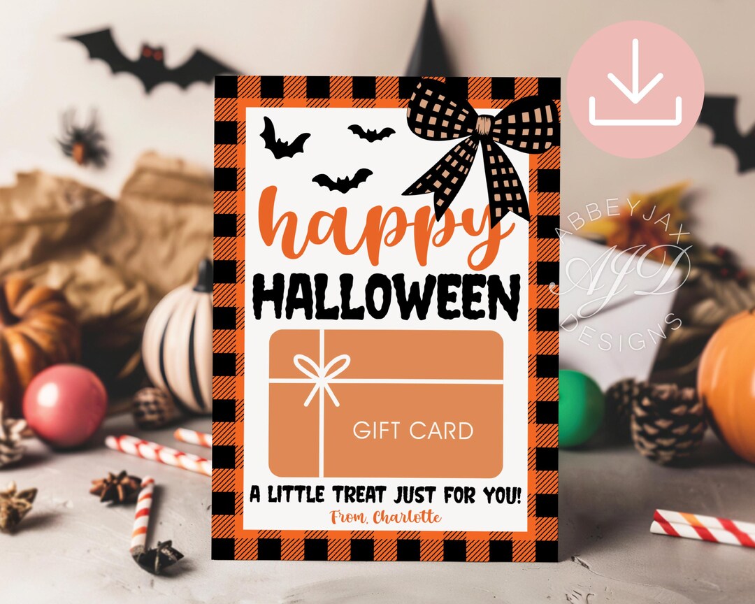 Halloween Gift Card Holder Printable, Coquette Black Bow, Halloween ...