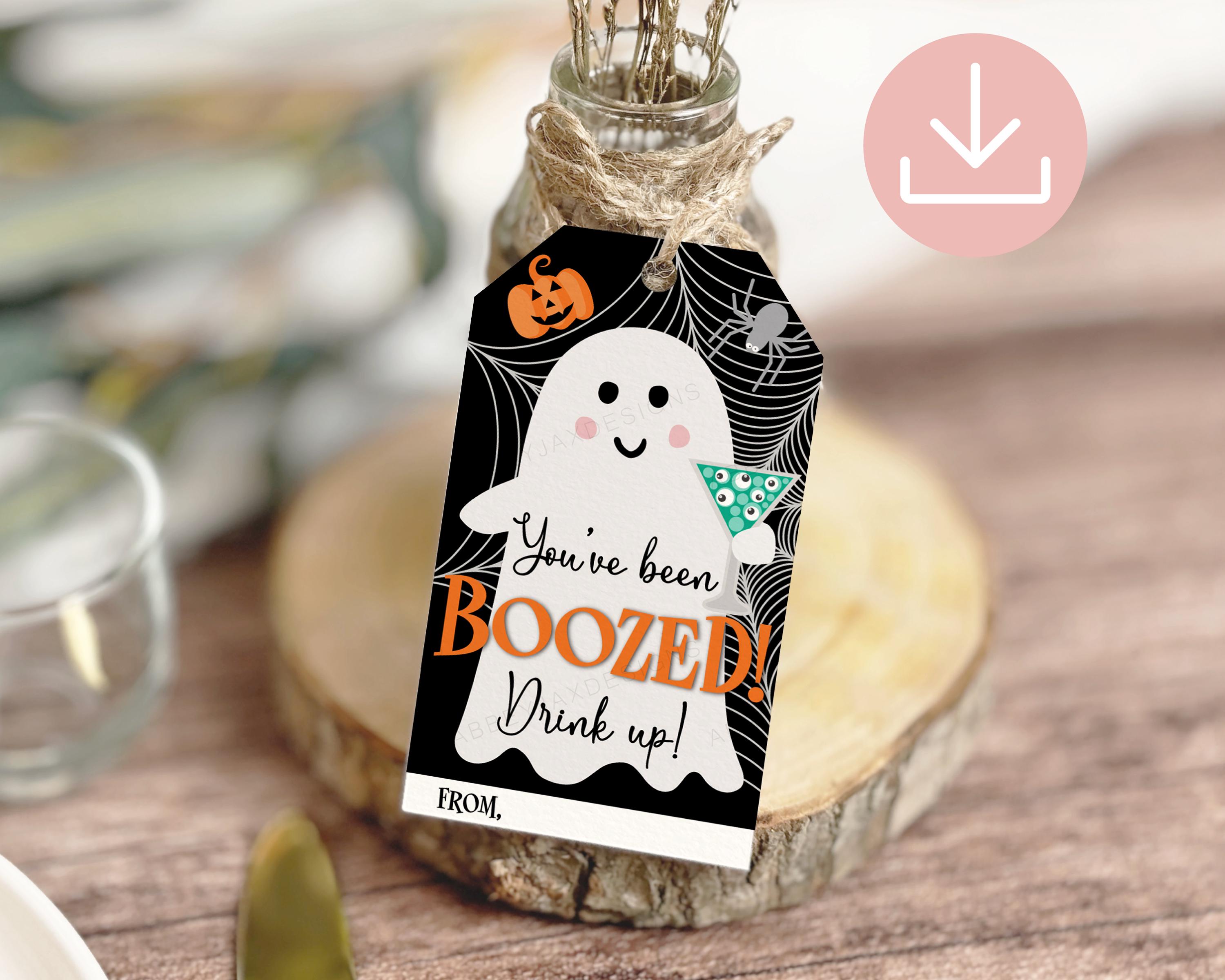 You've Been Boozed Halloween Gift Tag, Printable Halloween Drink Tag ...