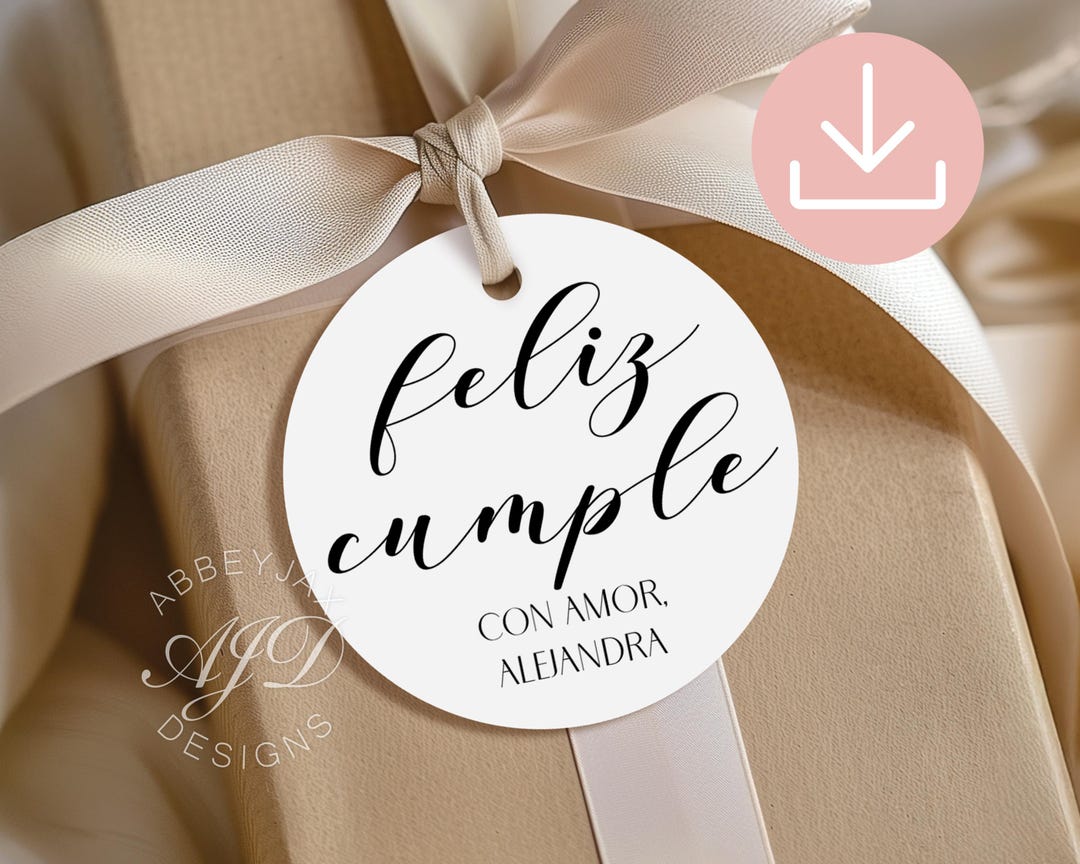 Spanish Gift Tags, Feliz Cumpleaños Tags, Happy Birthday Round Tag ...