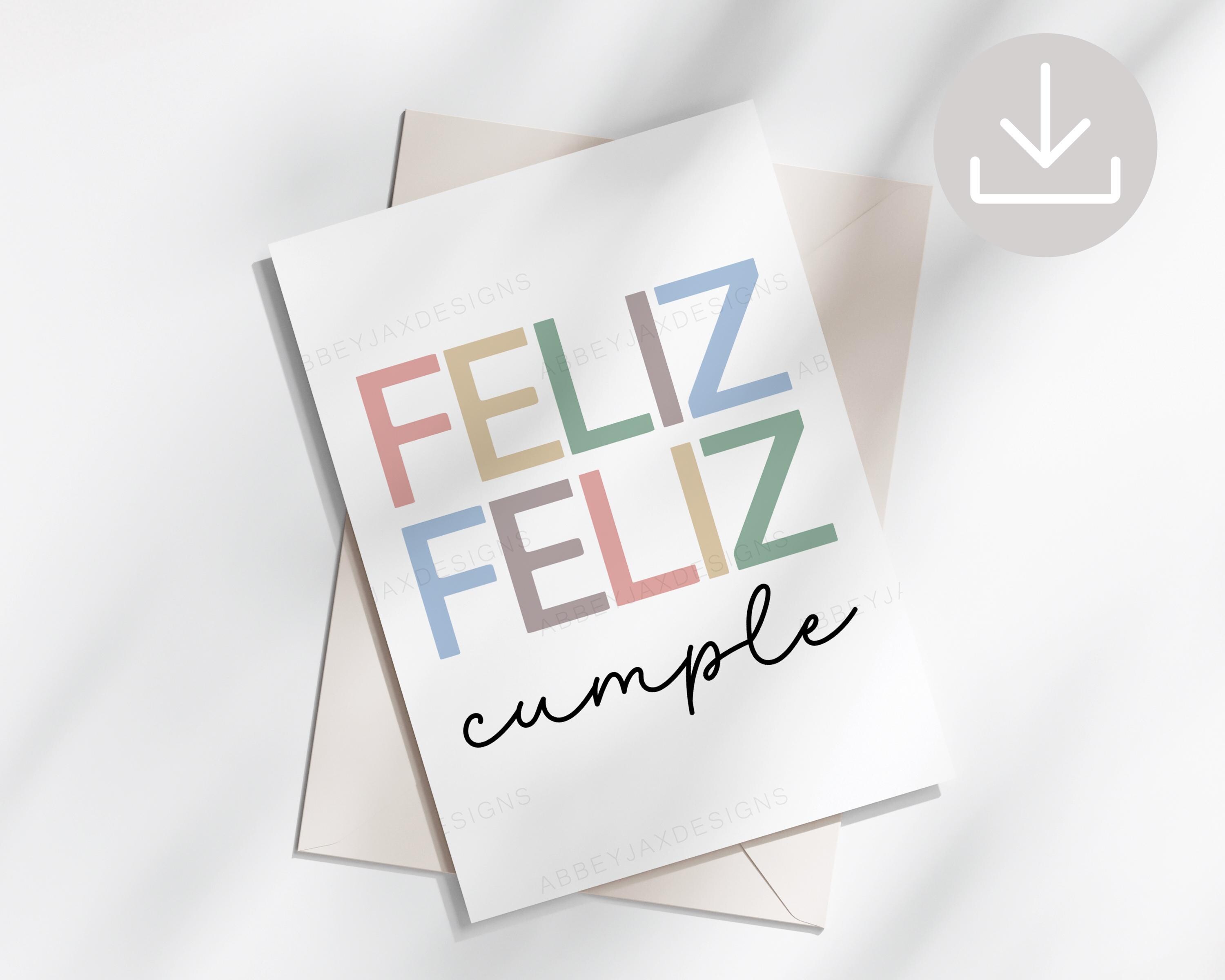 Spanish Birthday Card Printable, Feliz Cumpleaños Card, Happy Birthday ...