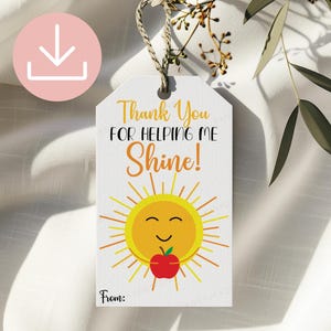 Teacher Appreciation Printable Tag, Sun Thank You Tags, Teacher ...