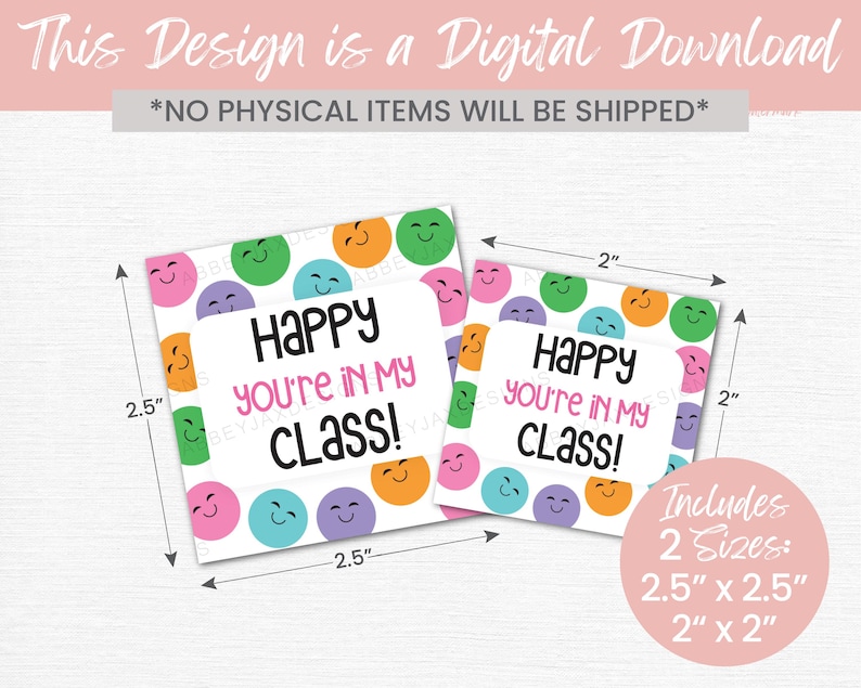 Back to School Cookie Tag, Happy You're in My Class, Tags for Teacher ...