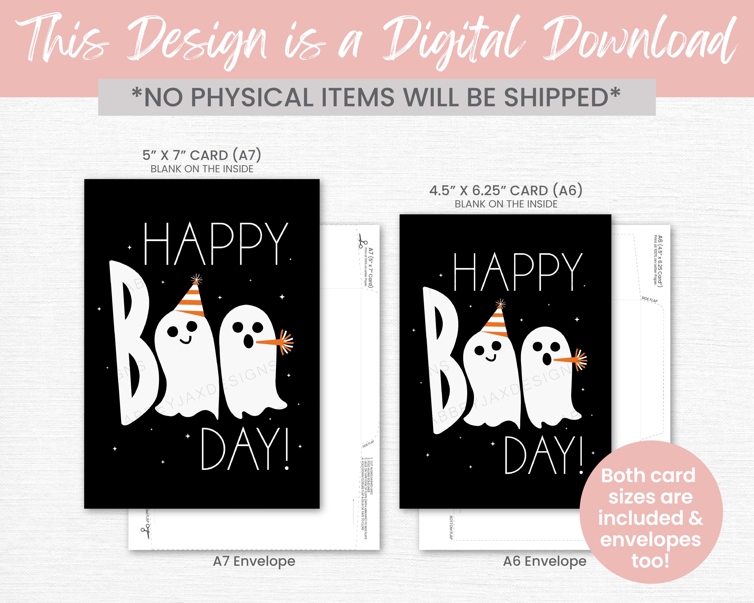 Halloween Birthday Card Printable, October Birthday Gift, Happy Boo Day ...