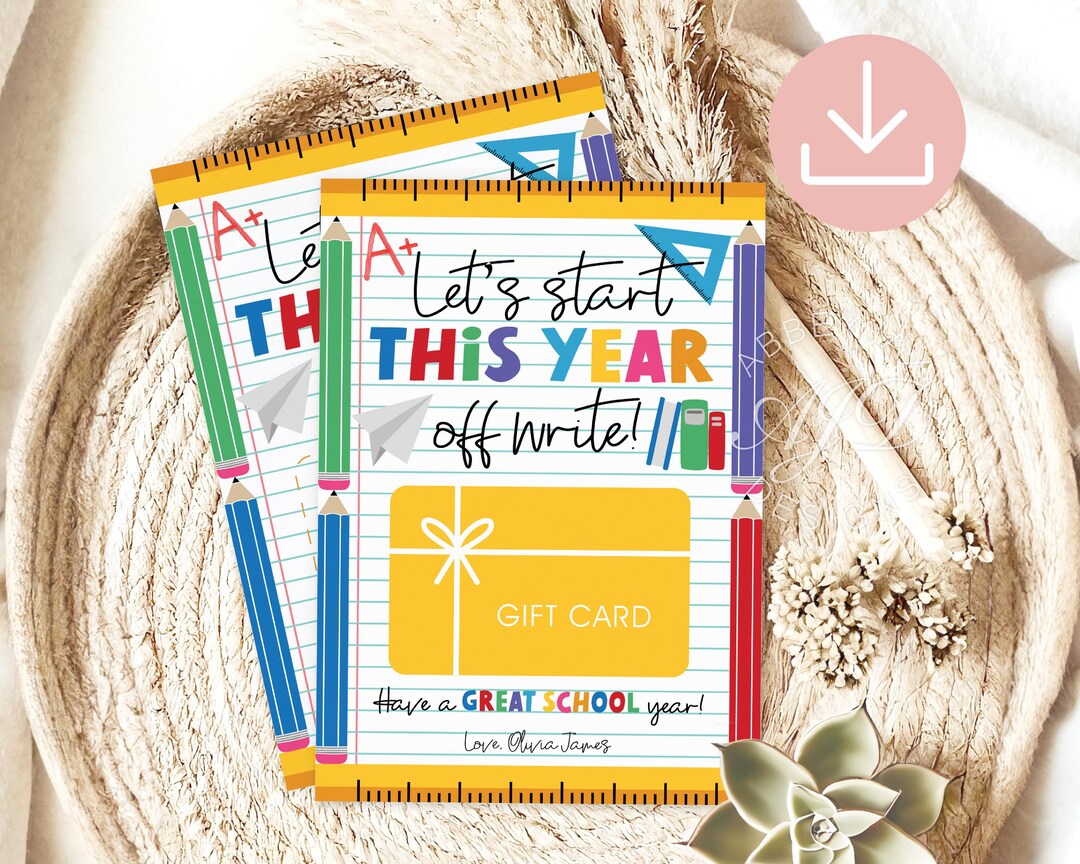 Back to School Gift Card Holder Printable, Let's Start This Year Write ...