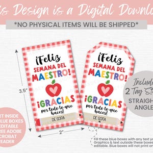 Spanish Thank You Tags, Printable Teacher Appreciation Week, Teacher ...