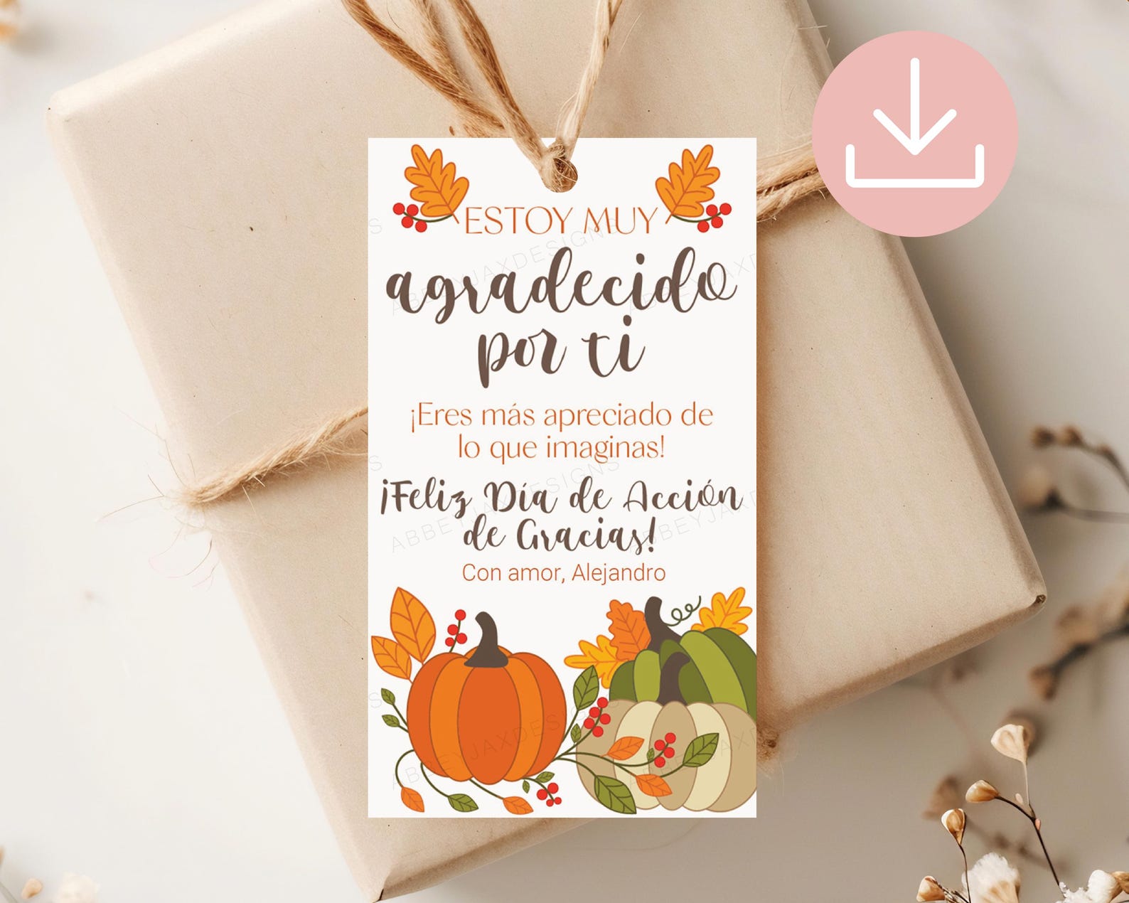 Editable Spanish Thanksgiving Favor Tag, Printable Spanish Thankful ...