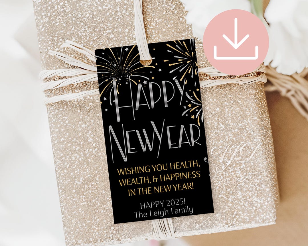 Happy New Years Gift Tag, Printable New Years Tag, NYE Gift Tags, Happy ...