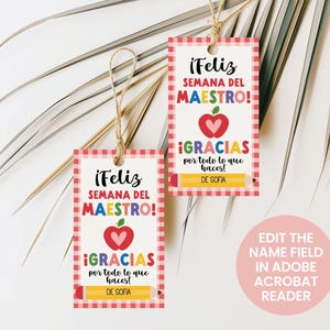 Spanish Thank You Tags, Printable Teacher Appreciation Week, Teacher ...