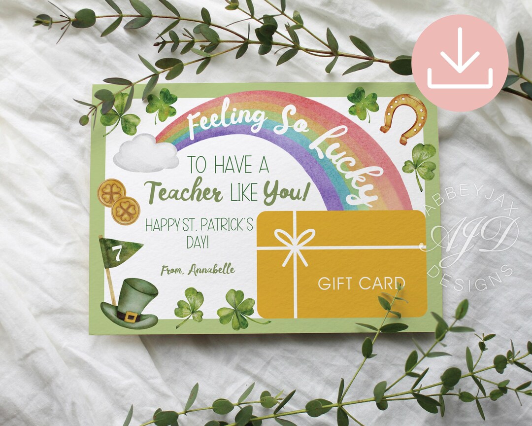 St. Patricks Day Gift Card Holder, Printable Teacher Gift Card Holder ...
