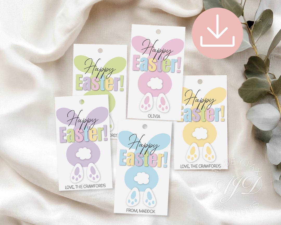 Printable Happy Easter Gift Tags, Easter Classroom Favors, Easter ...