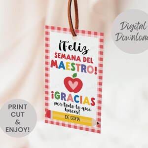 Spanish Thank You Tags, Printable Teacher Appreciation Week, Teacher ...