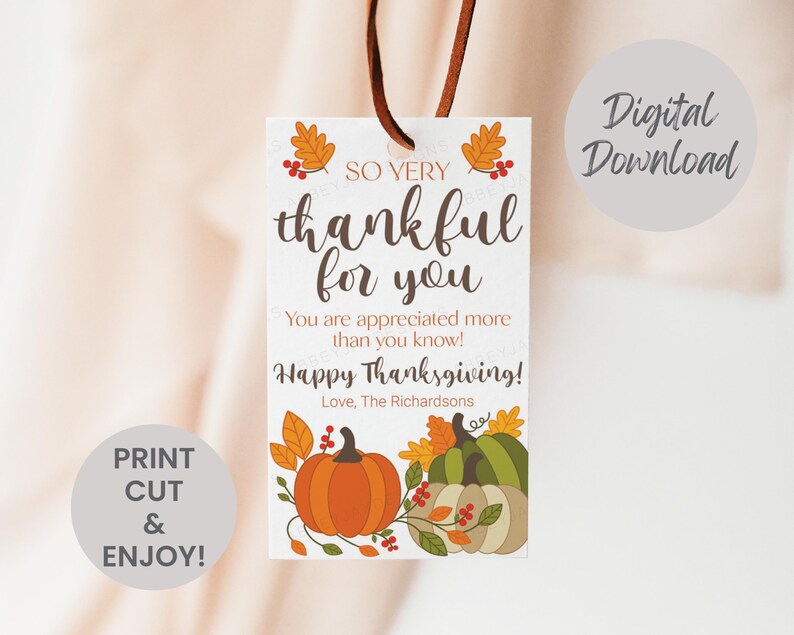 Thanksgiving Favor Tags Printable, so Very Thankful for You Tag ...