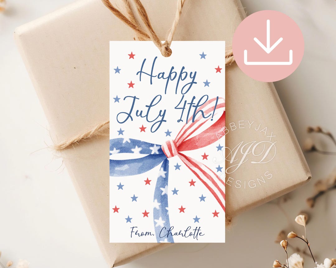 July 4th Gift Tag, Happy 4th of July Tags, Fourth of July Printables ...